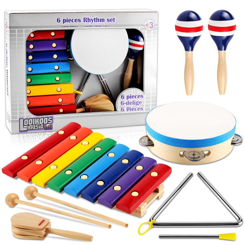 LOOIKOOS Baby Musical Instruments Montessori Wooden Toys for Toddlers 1 ...