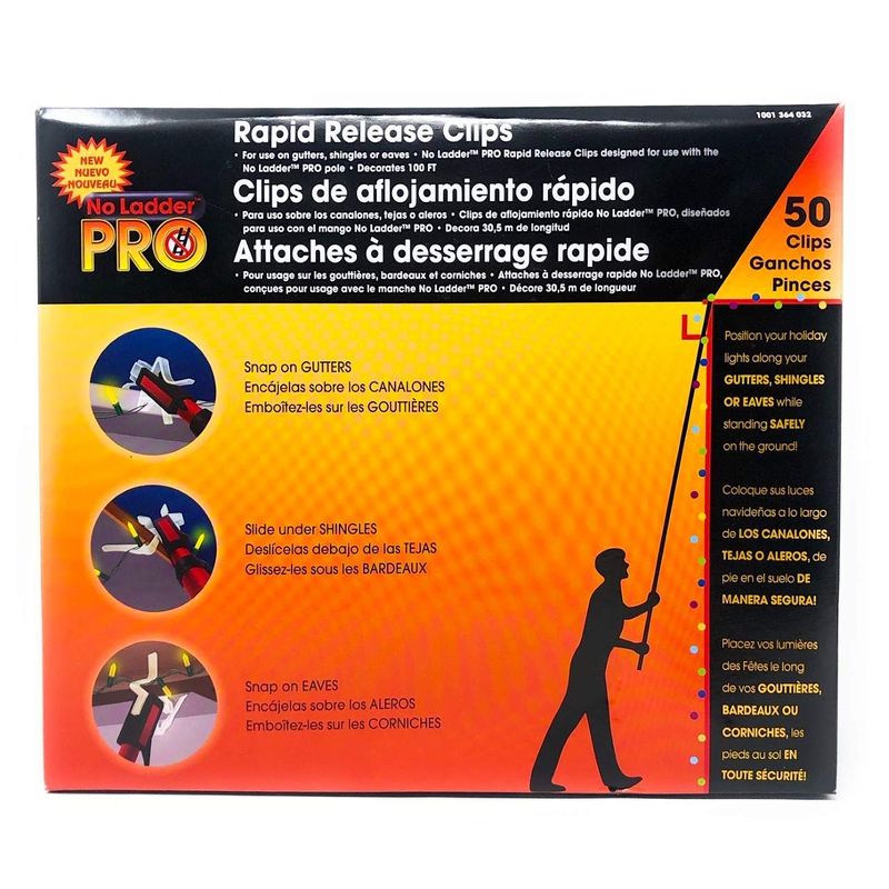 Pro No Ladder Rapid Release 50 Holiday Lights Gutter Clips Plastic ...