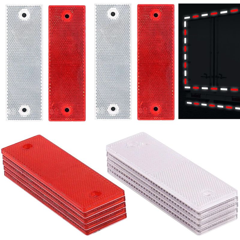 smseace 16Pack Red/White Safety Reflectors Self Adhesive Trailer ...