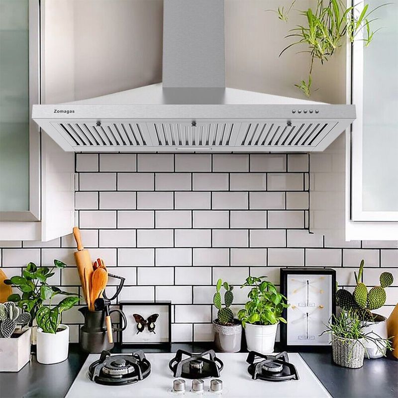 450CFM 36in Wall Mount Range Hood Vent Stainless Steel Kitchen Cook Fan ...