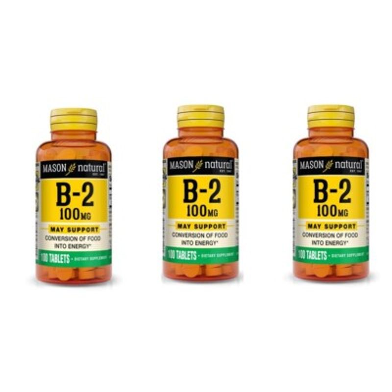 PACK 3 X 100 = 300 TABLETS VITAMIN B-2/ B 2 100 MG ENERGY healthy NERVE ...