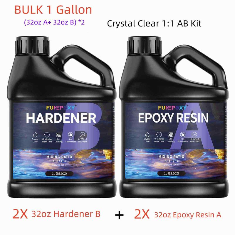 Bulk 1 Gallon Clear Epoxy Resin - 2A:2B Glue Kit DIY Craft Art River ...