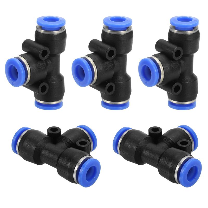 PATIKIL 5 Pack 1/2" OD T Shape Plastic Push Connection Fittings T 3 Way ...