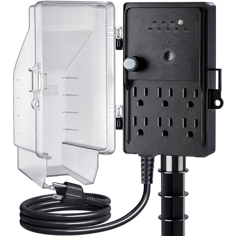 Suraielec Outdoor Power Stake Light Timer Dusk To Dawn 6 Electrical