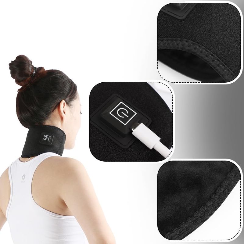 USB Neck Heating Pad Heated Neck Warmer Support Wrap Collar Physical ...