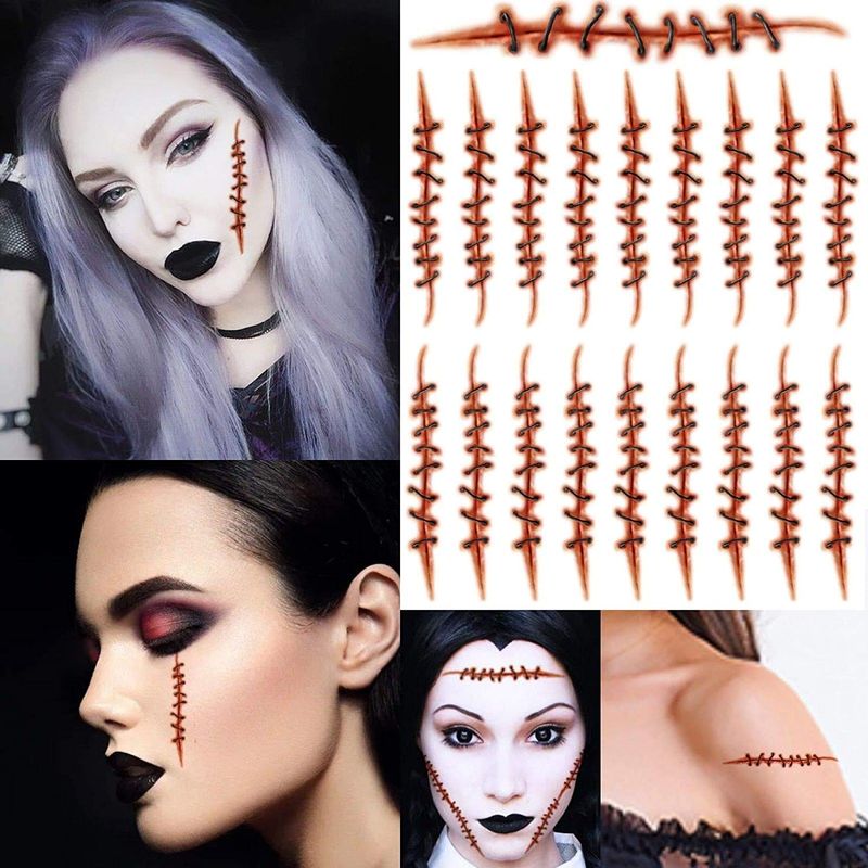 Tatodays 34 Fake scars temporary tattoos halloween stitches tattoo ...