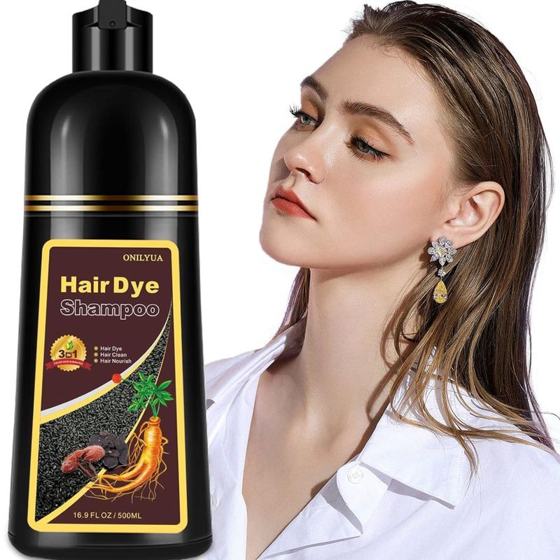 3 in 1 Chestnut Brown Hair Dye Shampoo, Natural Hair Color Shampoo for ...