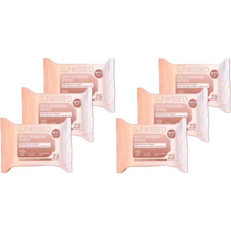 Sunkissed Self-Tanning 25 Wipes, Enriched with Vitamin E, Natural ...