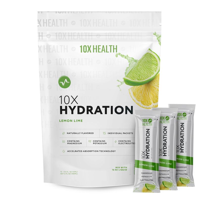 10X Health Hydration Packets Lemon Lime Electrolyte Drink Mix Liquid 15 ...