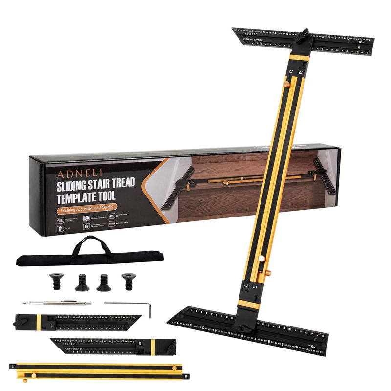 (Brass/Black with Metal Pencil) Stair Tread Template Tool - Stair Tread ...