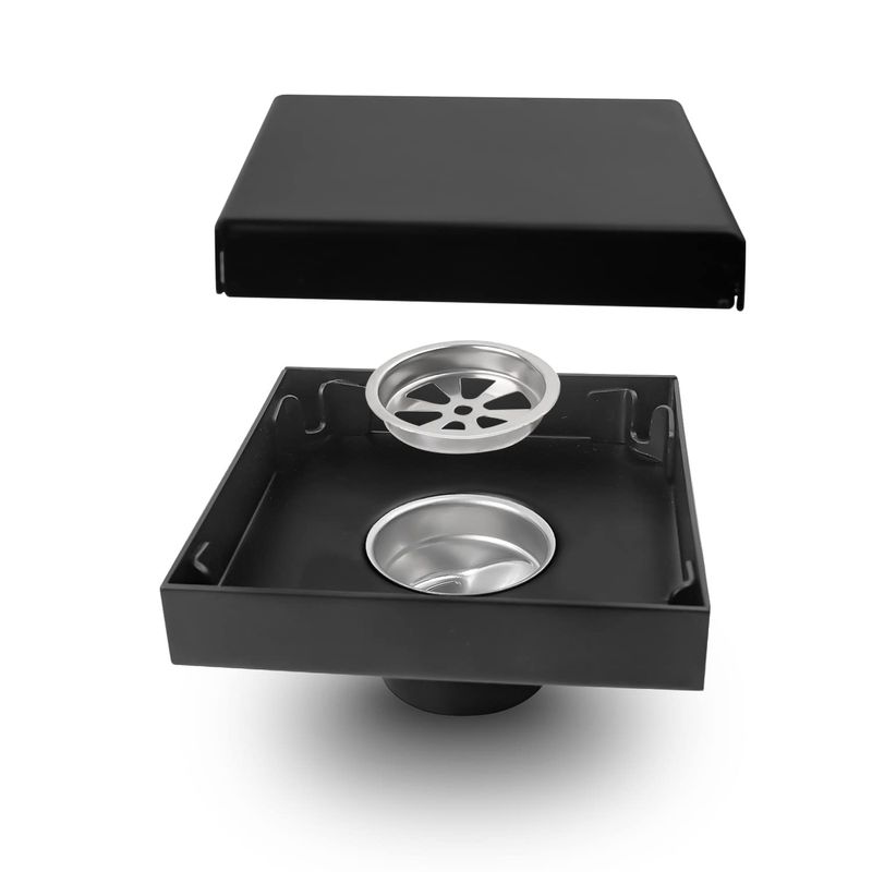 Stainless Steel Square Floor Drain, MYLERCT Black Shower Drain, Square ...