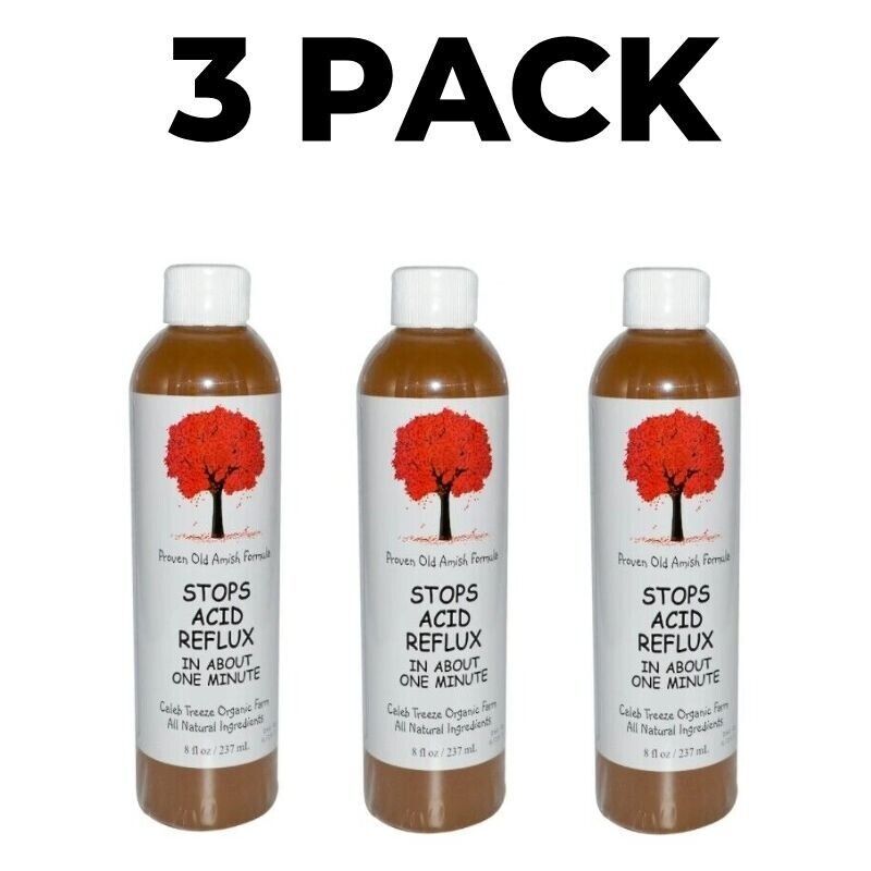 3 PACK, Caleb Treeze Organic Farm, Stops Acid Reflux, 8 fl oz (237 ml ...