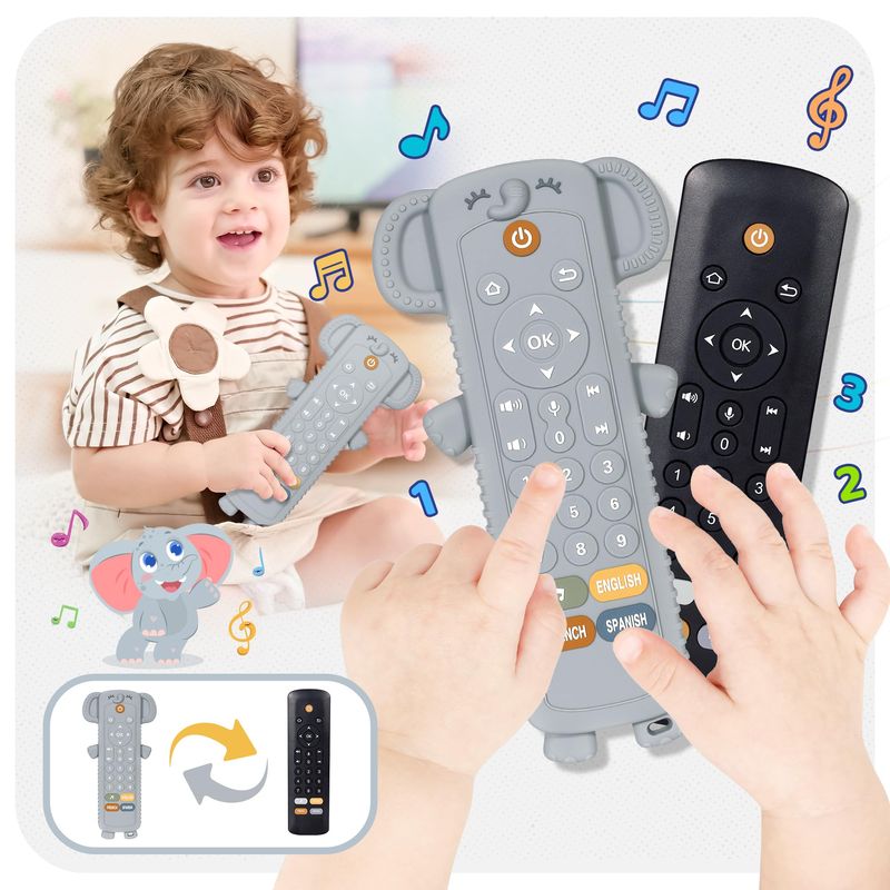 KIRALUMI Baby Toys - Baby Remote Control Toy with Elephant Silicone ...