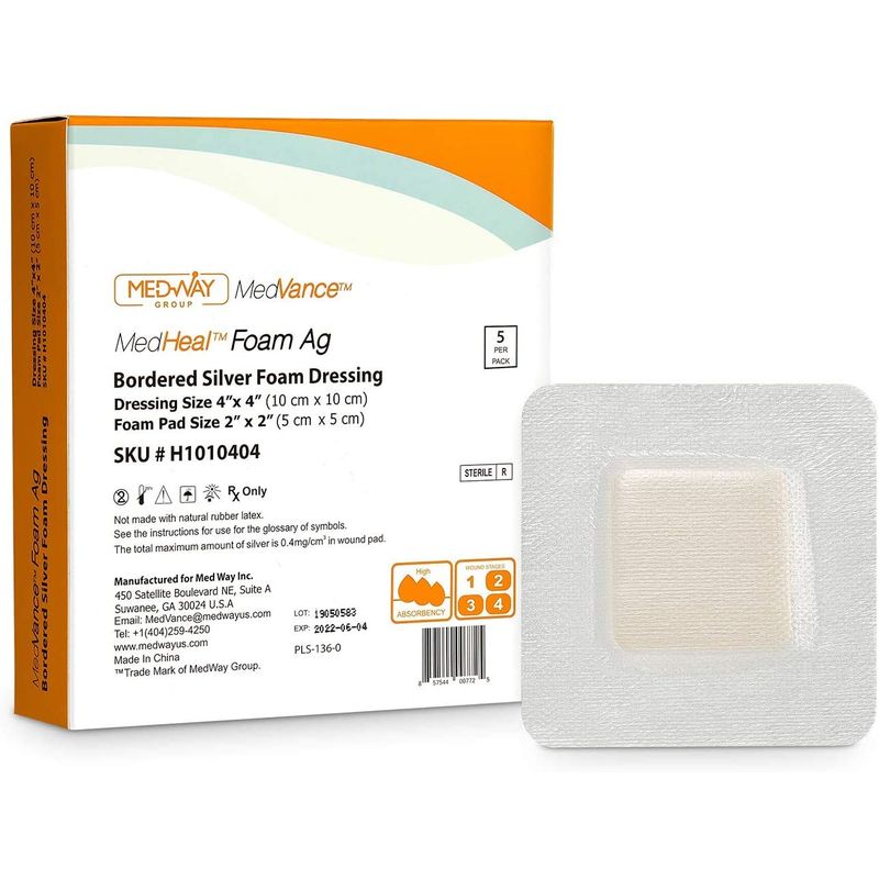 Bordered Silver Foam Ag Sterile Highly Absorbent Antibacterial Dressing ...