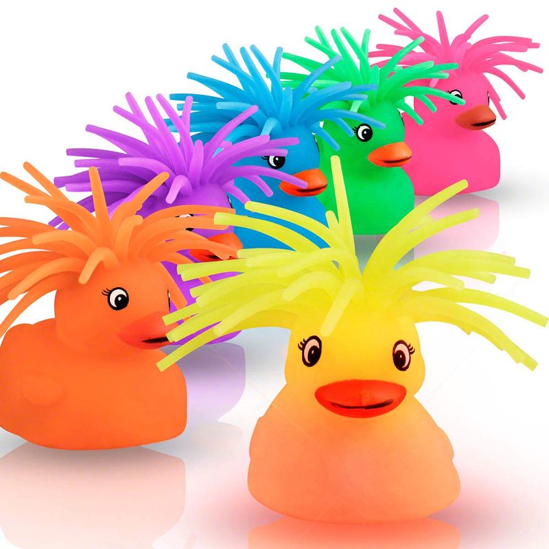Light Up Funky Flashing Disco Ducks with Crazy Puffer Hair (Set of 24 ...