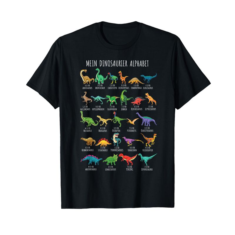 Dinosaur Types Alphabet A-Z Dino ABC T-Rex T-Shirt, black - Online ...