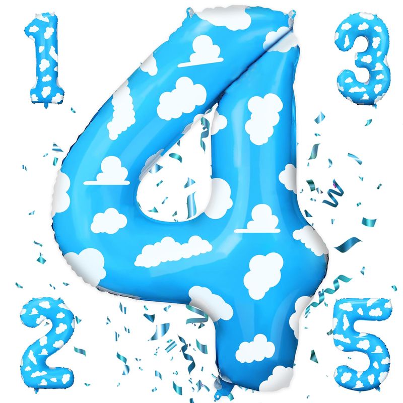 Large Number 4 Foil Balloon Inspired Story Birthday Decorations Cow ...