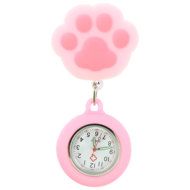 Watches Nurses Clip- on Hanging Watches Cat Paw- shaped Pocket Watch ...