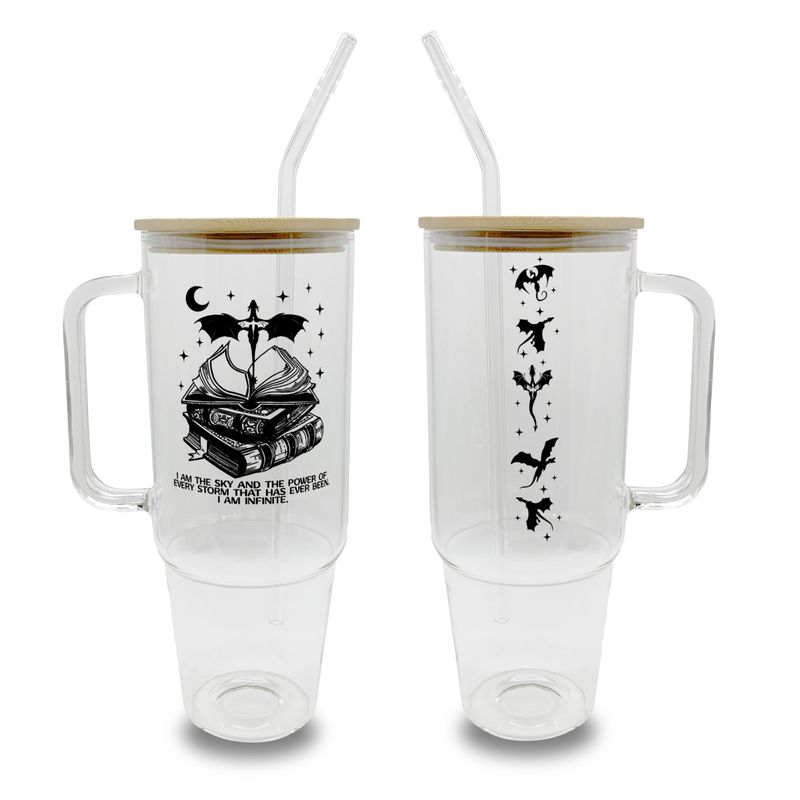 Sip Sip Hooray Fourth Wing 40oz Glass Cup with Lid and Straw, Fourth ...