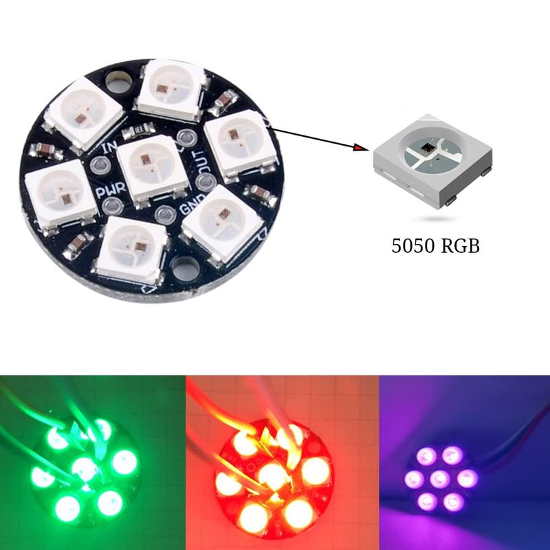 WS2812 RGB LED Ring 7 x 5050 WS2812B 7 Bits with Built-in Drivers for ...