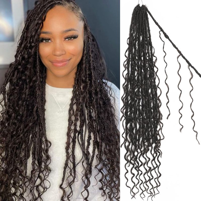 Boho Faux Locs Crochet Hair 30 Inch Goddess Locs 8 Packs Boho Soft Locs ...