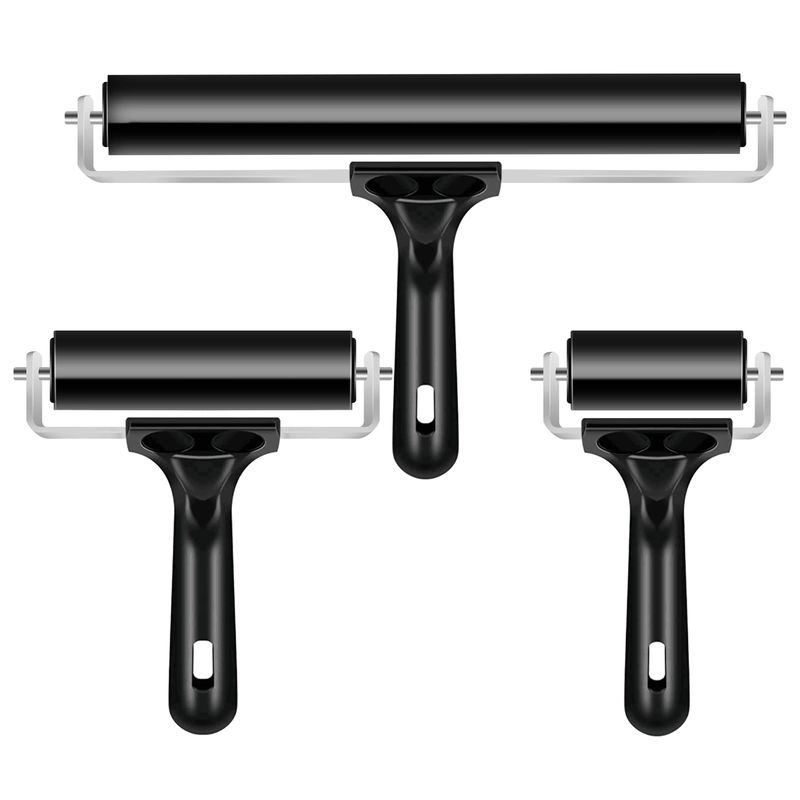 3 Pack Printmaking Brayers - Premium Brayer Rollers for Crafting, Hard ...