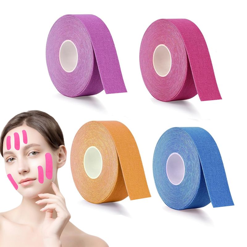 4 Pcs Face Tape for Wrinkles Colorful Face Tape 2.5cm*5m Kinesiology ...