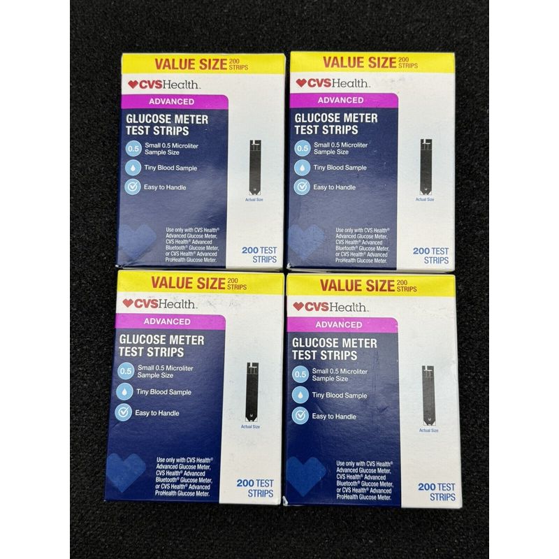 4 CVS Health Advanced Glucose Meter Test Strips 200 CT Test Strips 800 ...