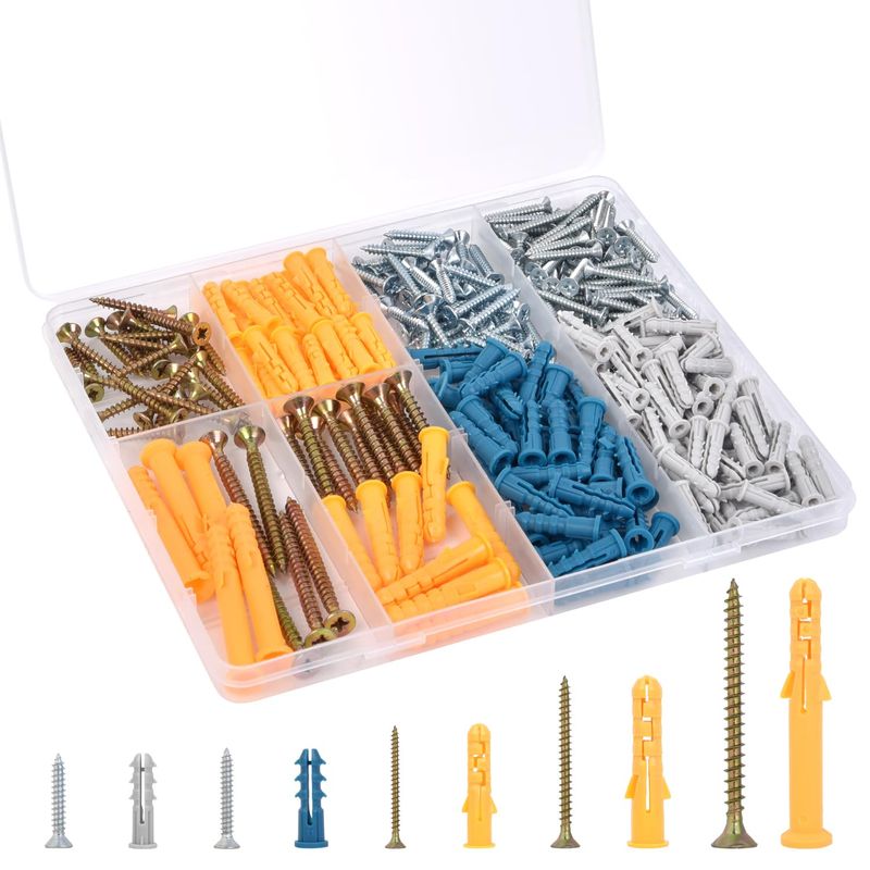 Drywall Anchors and Screws Assortment Kit 280PCS, 140 Plastic Wall ...