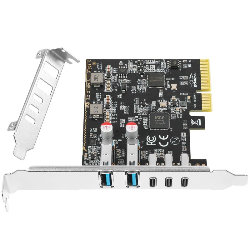 Jorkar Erweiterungskarte PCIe auf USB 3.2/3.1 2.Gen, 5 Ports(3 Type C + 2 Type A) 10+10Gbps ...