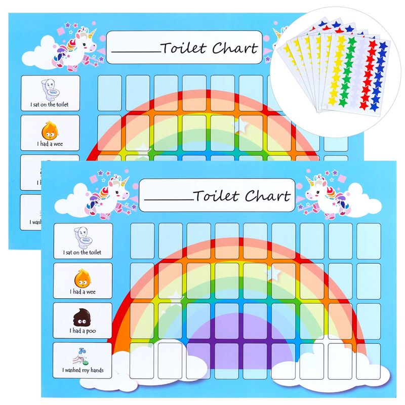 GWHOLE Potty Training Reward Chart Pack of 2 - Unicorn Toilet Training ...