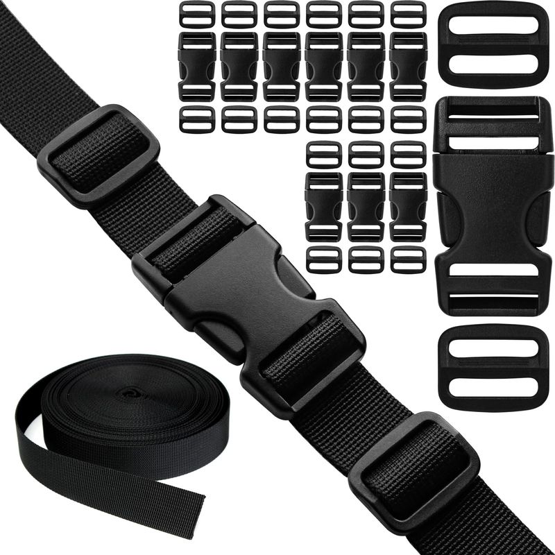 HISUNTEC Buckles Straps Set 1 inch: 10 pack Side Release Plastic Buckle ...