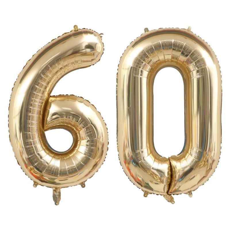 Light Gold Number 60 Balloons 60th Birthday Balloon 40 Inch White Gold ...