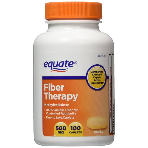 Equate Fiber Therapy For Regularity Fiber Supplement Caplets, 500mg ...