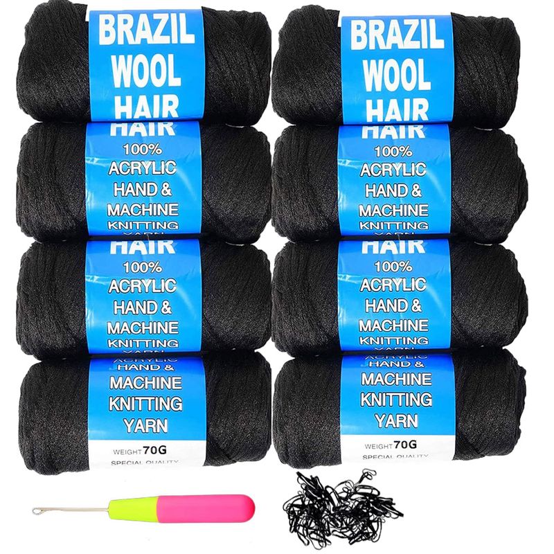 Brazilian Wool Hair Acrylic 100% 8 Pack for African Crochet Braid/Box ...