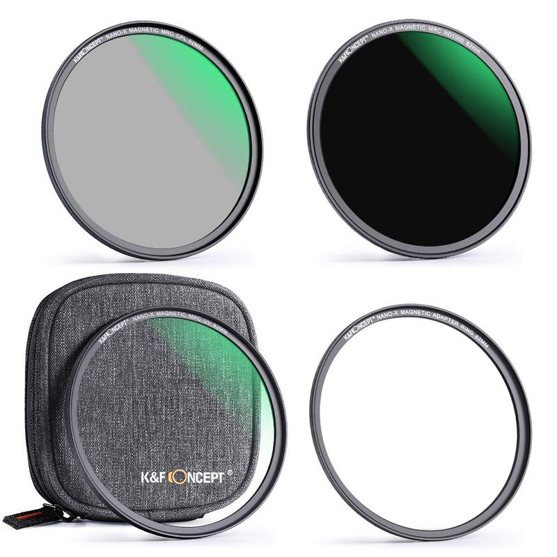 K&F Concept 52mm Magnetic Lens Filter Kit - UV CPL ND1000 Magnetic ...