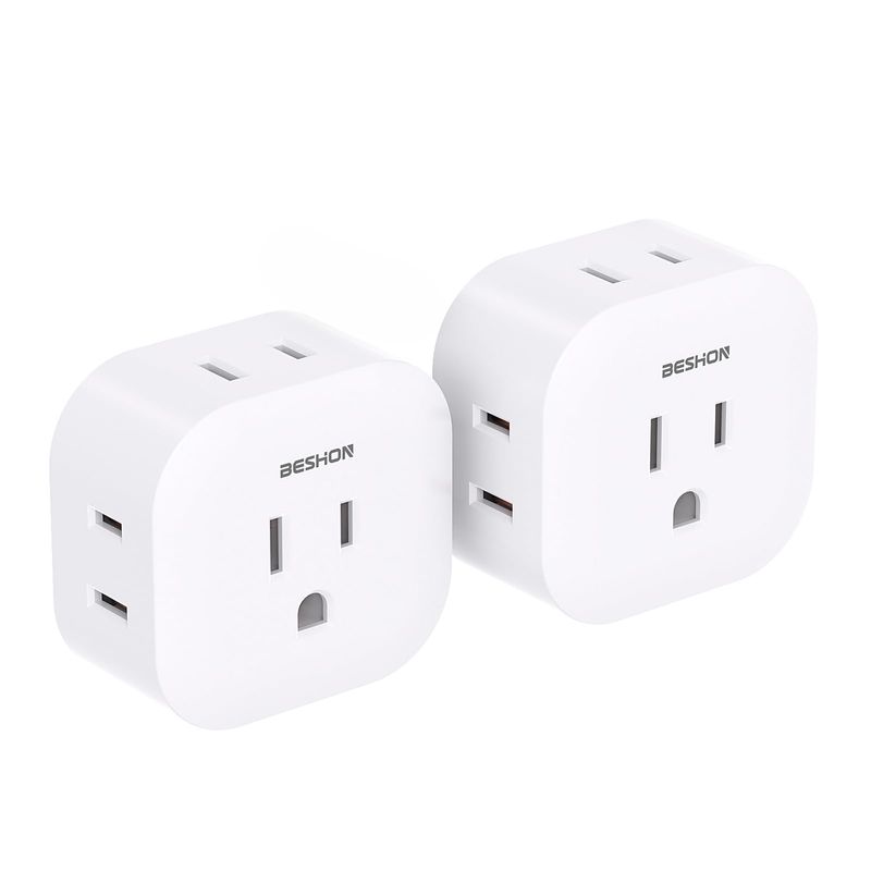 Multi Plug Outlet Extender 2 Pack, Wall Outlet Splitter with 5 Wall ...