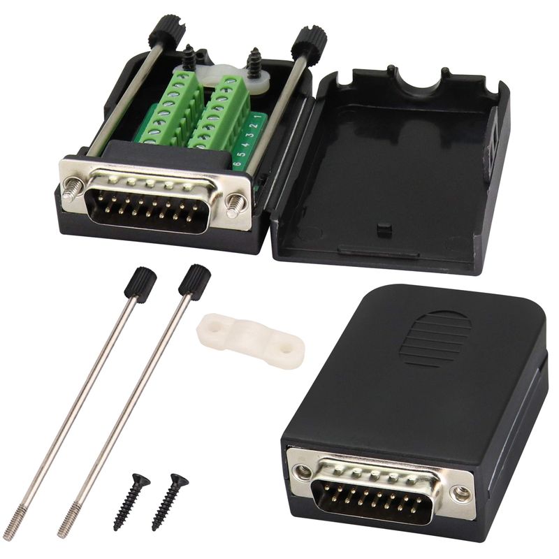 AAOTOKK DB15 Screw Terminal Block Adapter D-SUB 15 Pin 2 Row DB15 Male ...