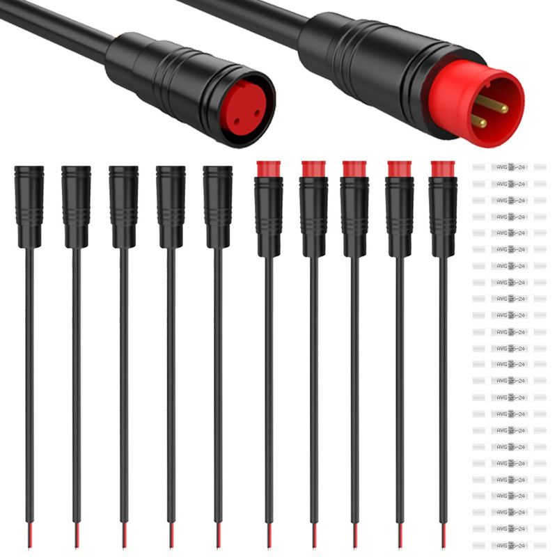Xiatiaosann 5 Pairs Waterproof Julet 2 Pin Connector Extension Cable ...