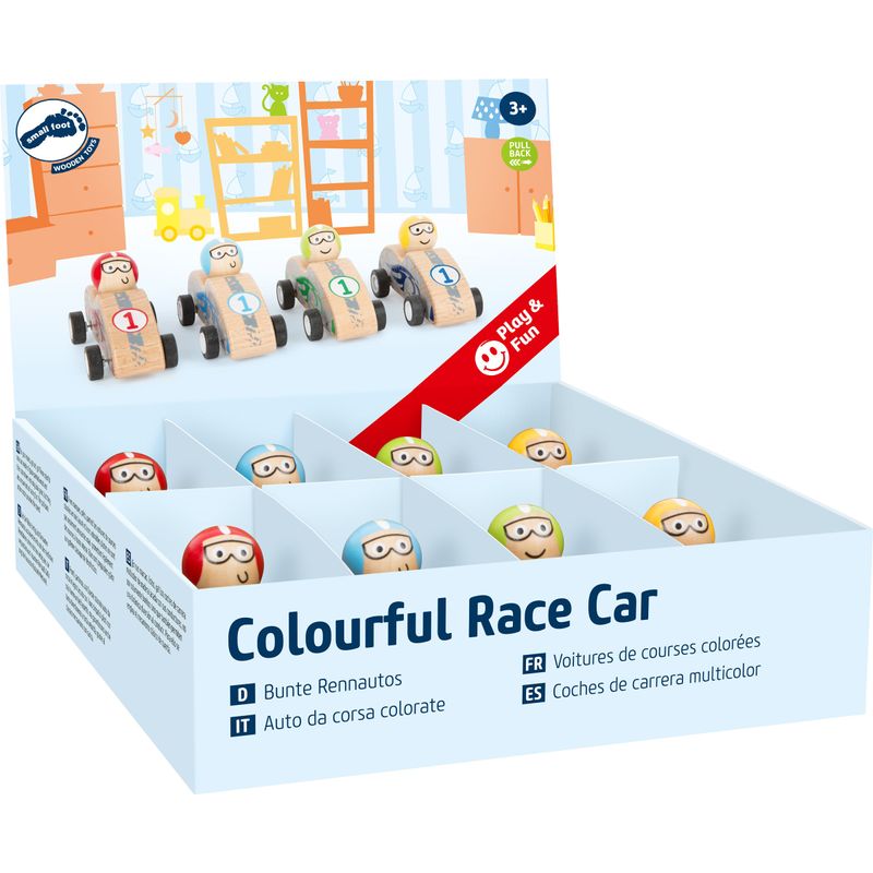 Small Foot 10704 Wooden Pull-Back Toy in A Racing Car-Style, 4 ...