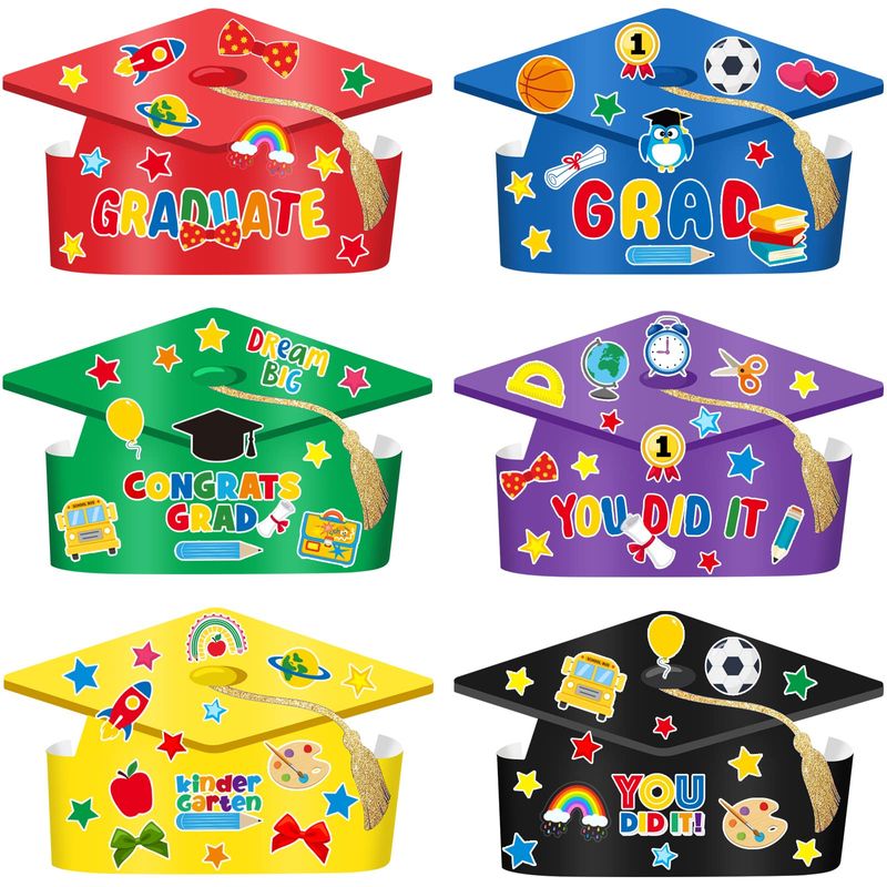 Yisong Kindergarten Graduation Cap Headbands and Stickers Set, 30 PCS ...