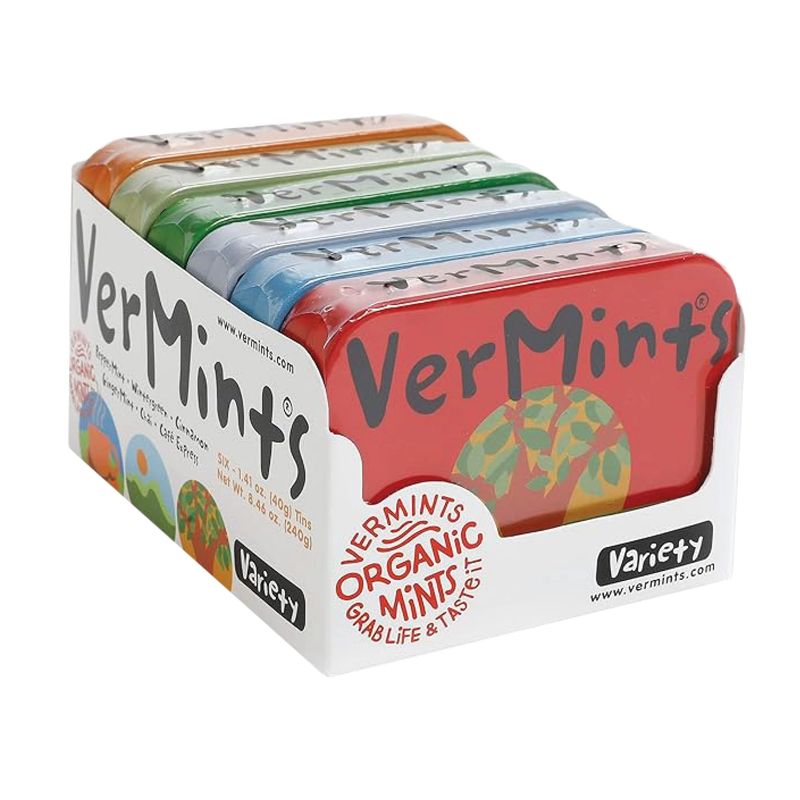 Organic Breath Mints by VerMints, Variety Pack with 6 Flavors, All ...