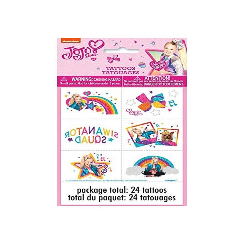 Unique JoJo Siwa Assorted Temporary Tattoos (Pack of 24) - Multicolor ...