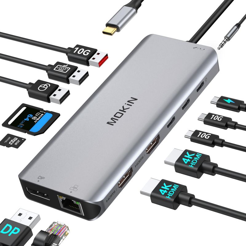 USB C Docking Station 2 HDMI DisplayPort DP Docking Station Dual ...