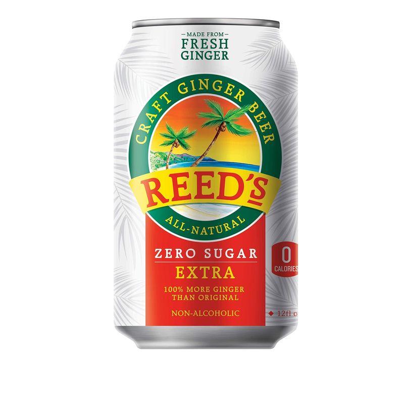 Reed's Zero Sugar Extra Ginger Beer 12oz Can Pack of 4 All Natural Keto ...