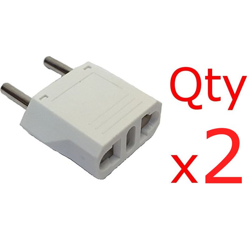 2pk Type C European 4mm Round Pin Plug Adapter -US USA to EU Europe ...