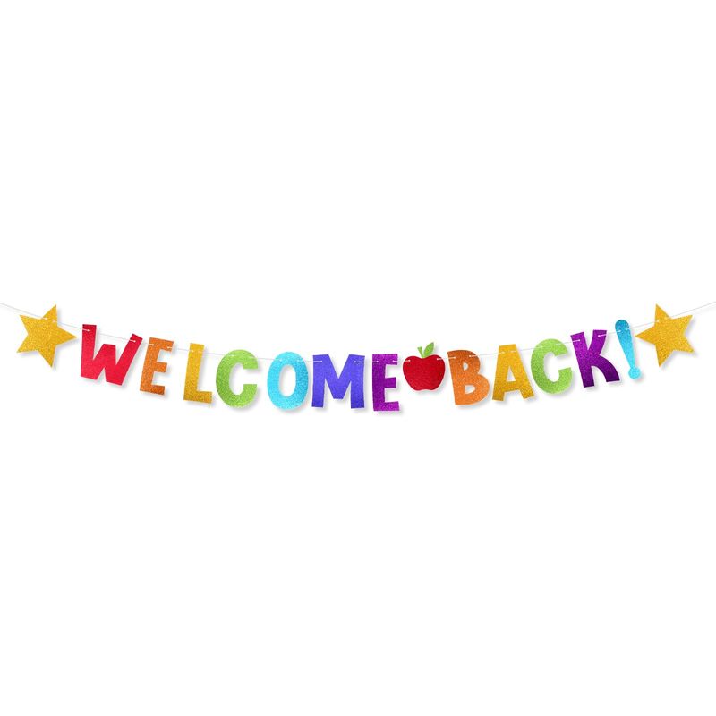 1 Set Welcome Back Banner, Glitter Welcome Back Decorations, Colorful ...