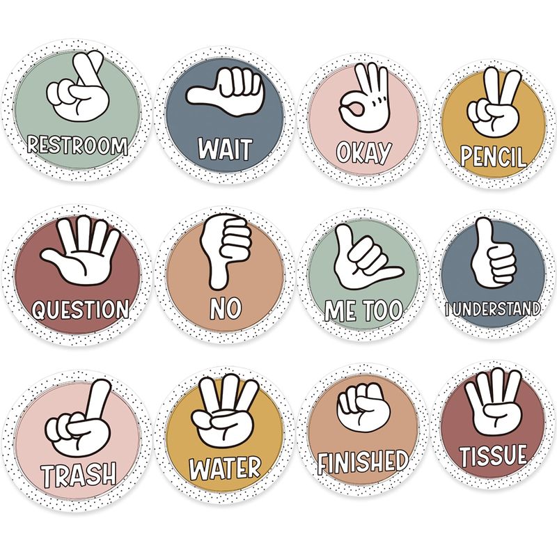 BelleAngle 12pcs Boho Classroom Seat Signals Posters Classroom Hand ...
