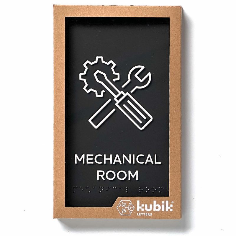 Kubik Letters Mechanical Room Sign, ADA Compliant Modern Design Door ...