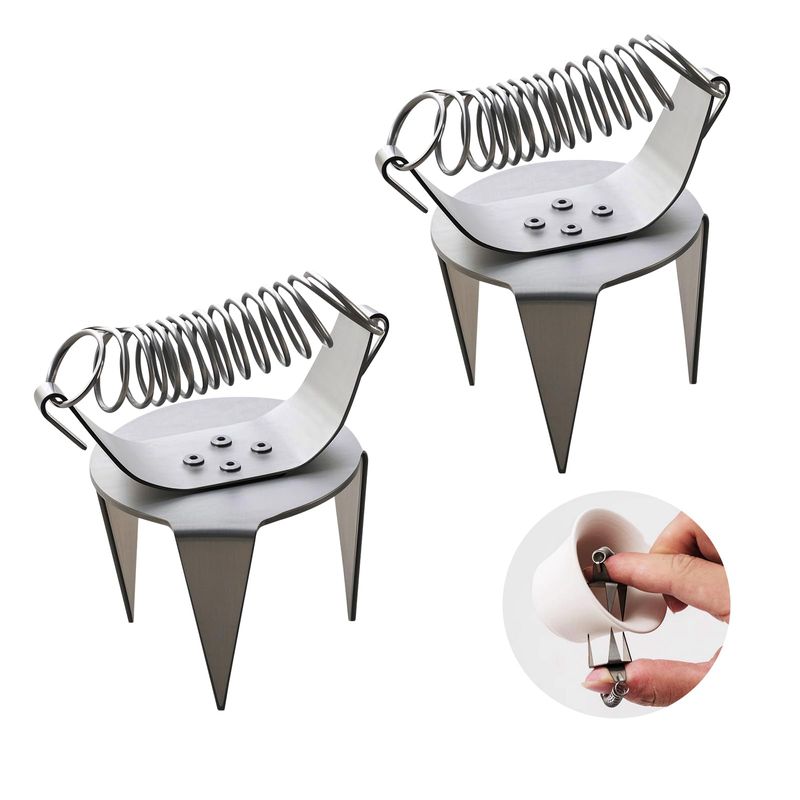 2 Pack Stainless Steel Pottery Glaze Clamps - Ergonomic Dipping Tongs ...